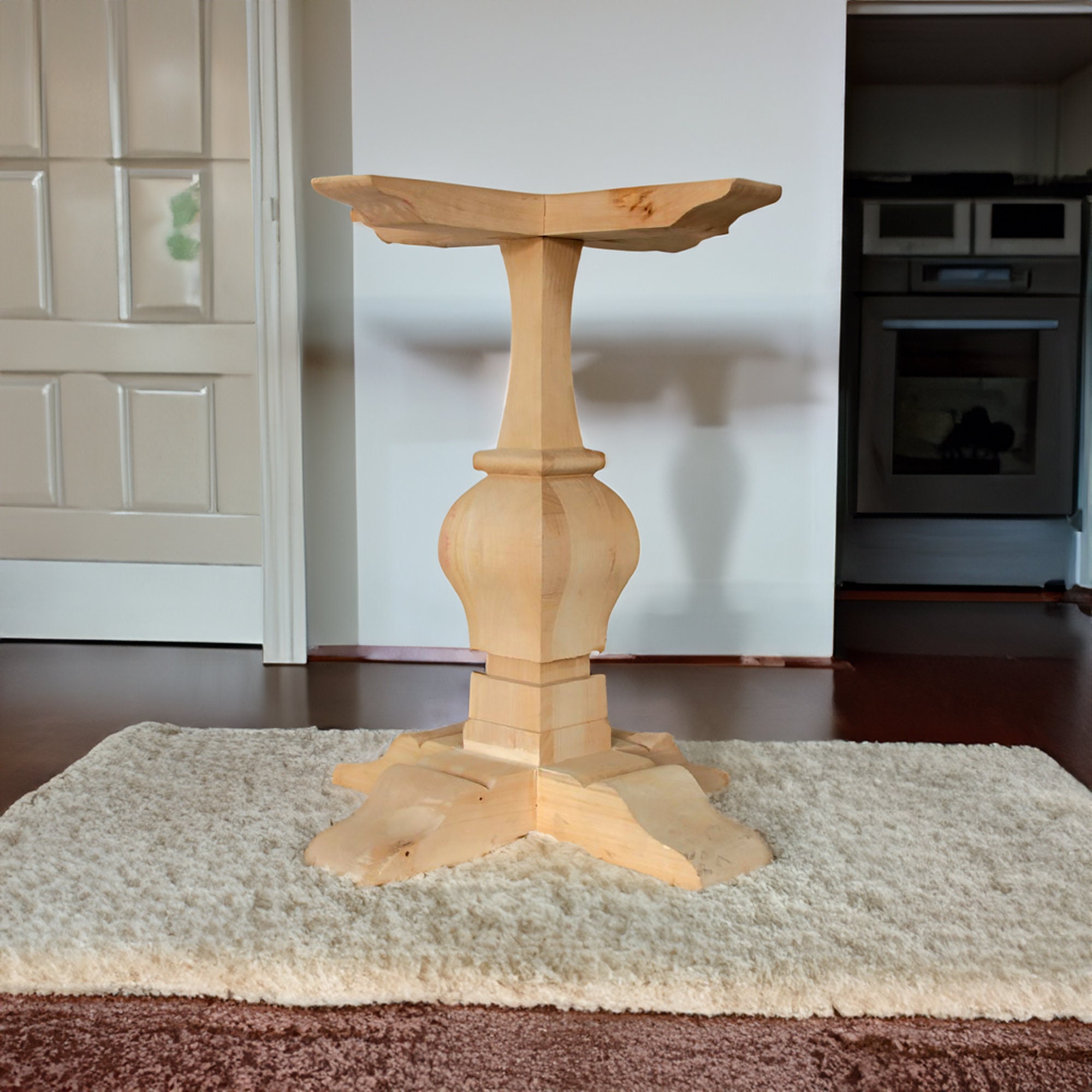 Table Leg, Unpainted Wood, Carved Corner, Applique Onlay, Home Wall ...
