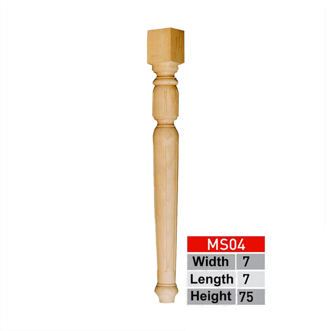 Table Legs Wood, Set of 4, Turned Wood Legs, Island Legs, Chunky Table ...