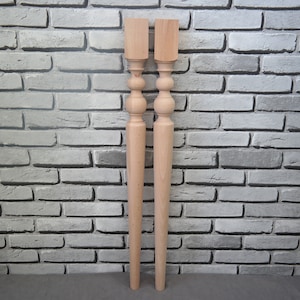 Set of 2, Dining Table Legs, Turned Table Legs, Wooden Table Legs ...