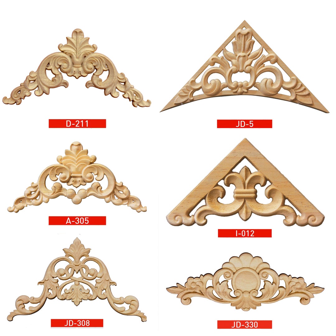 Unpainted Wood, Carved Corner, Applique Onlay, Home Wall Corners ...
