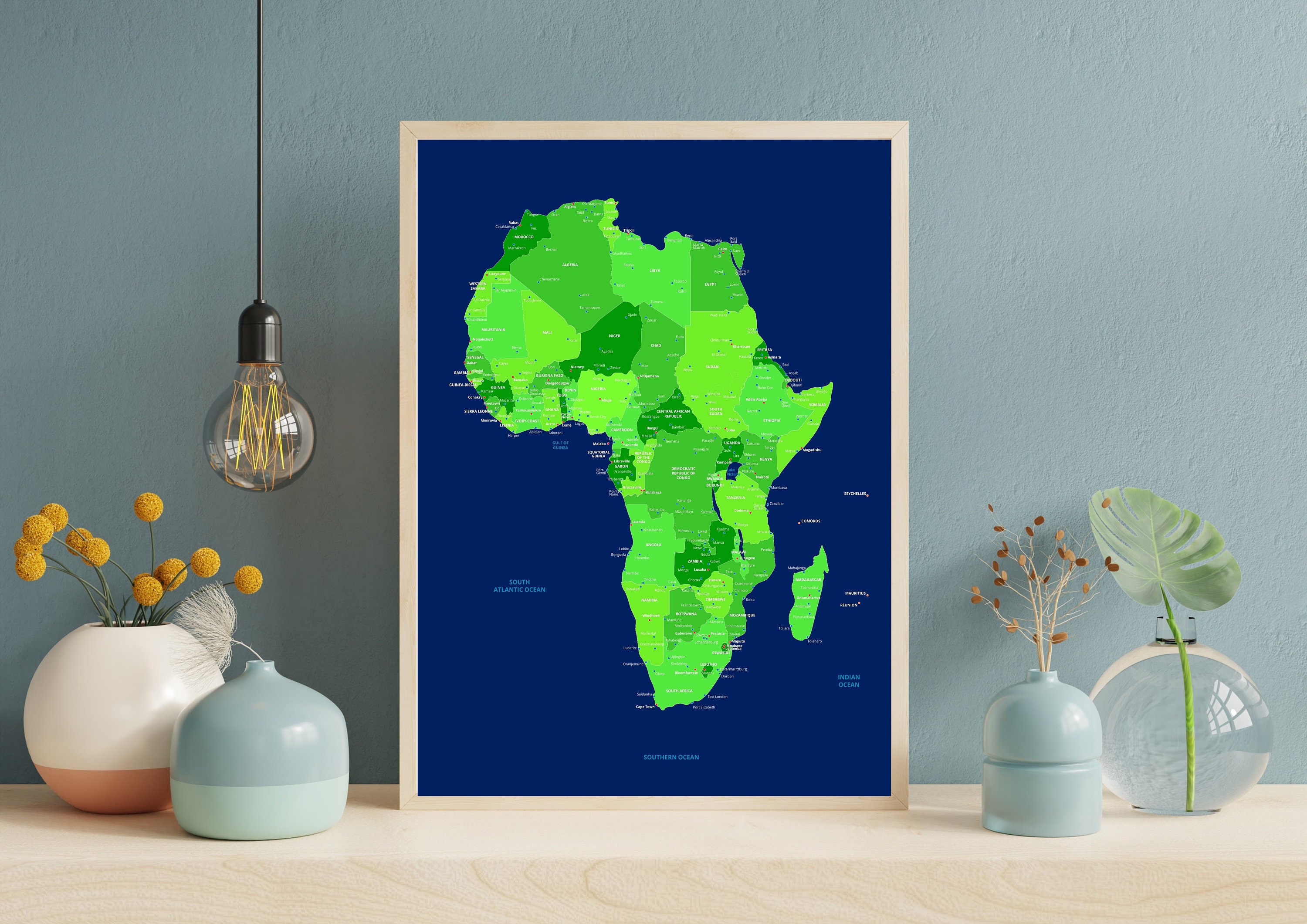 Large Detailed Map of Africa, Colourful Country Map Home Décor, Nursery ...