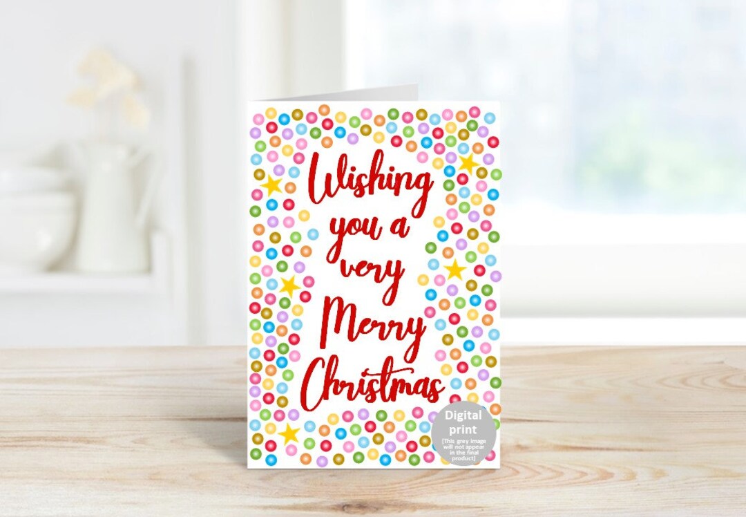 Merry Christmas Card, Happy Xmas Card, Printable Festive Card, Digital ...