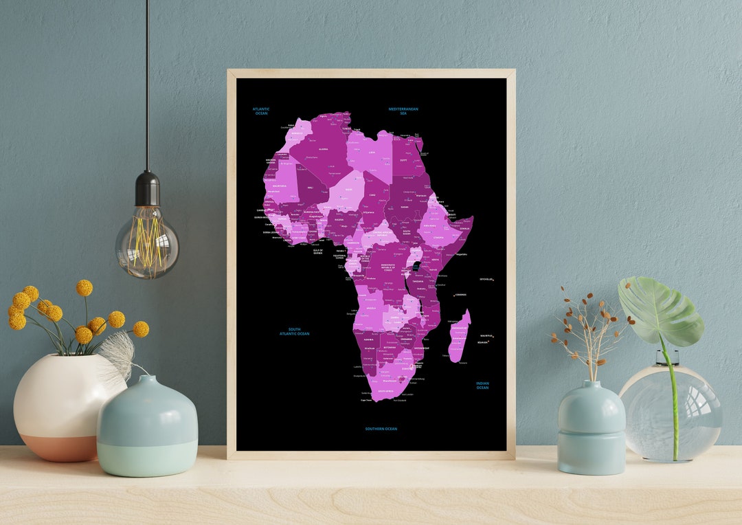 Large Detailed Map of Africa, Colourful Country Map Home Décor, Nursery ...