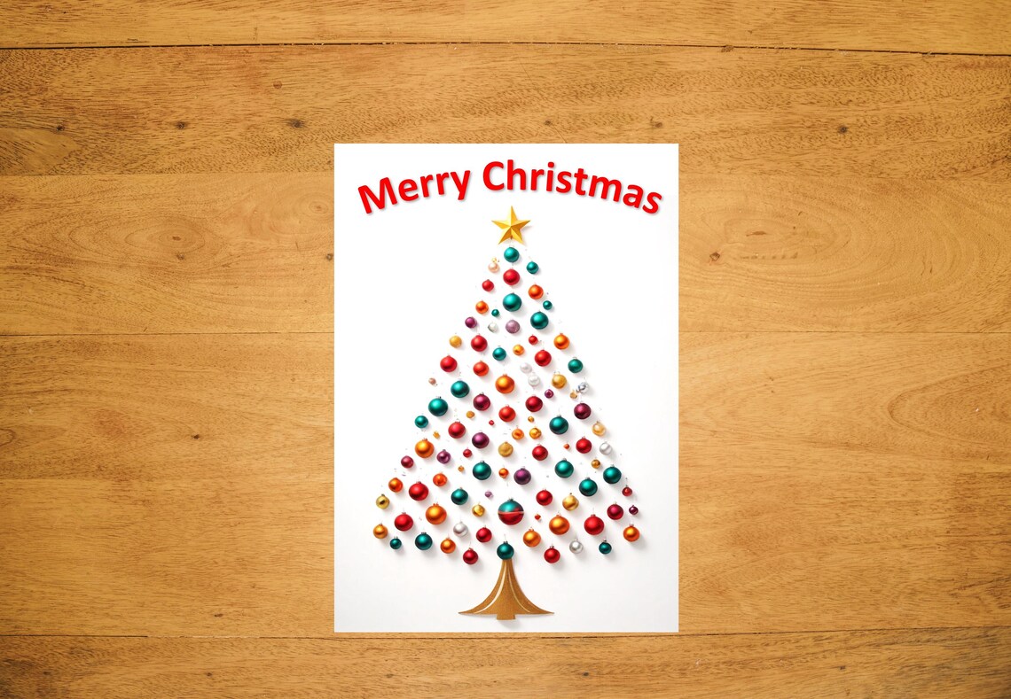 Merry Christmas Card, Printable Digital Happy Xmas Instant Download ...