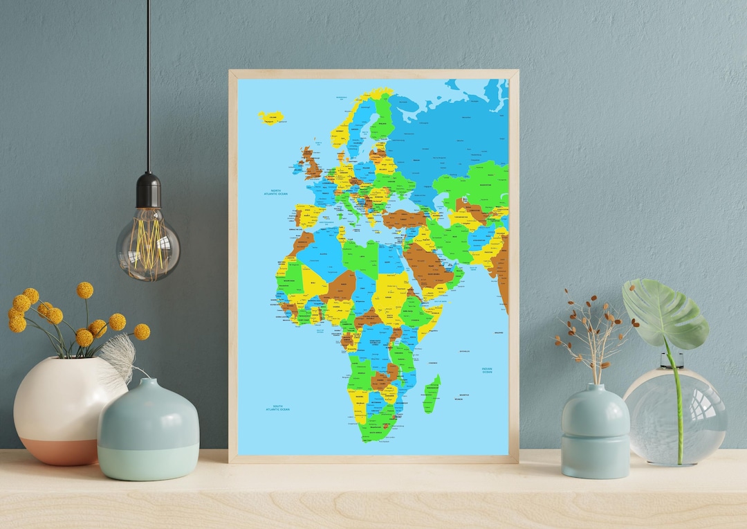 Large Detailed Map of Europe and Africa, Colourful Country Map Home ...