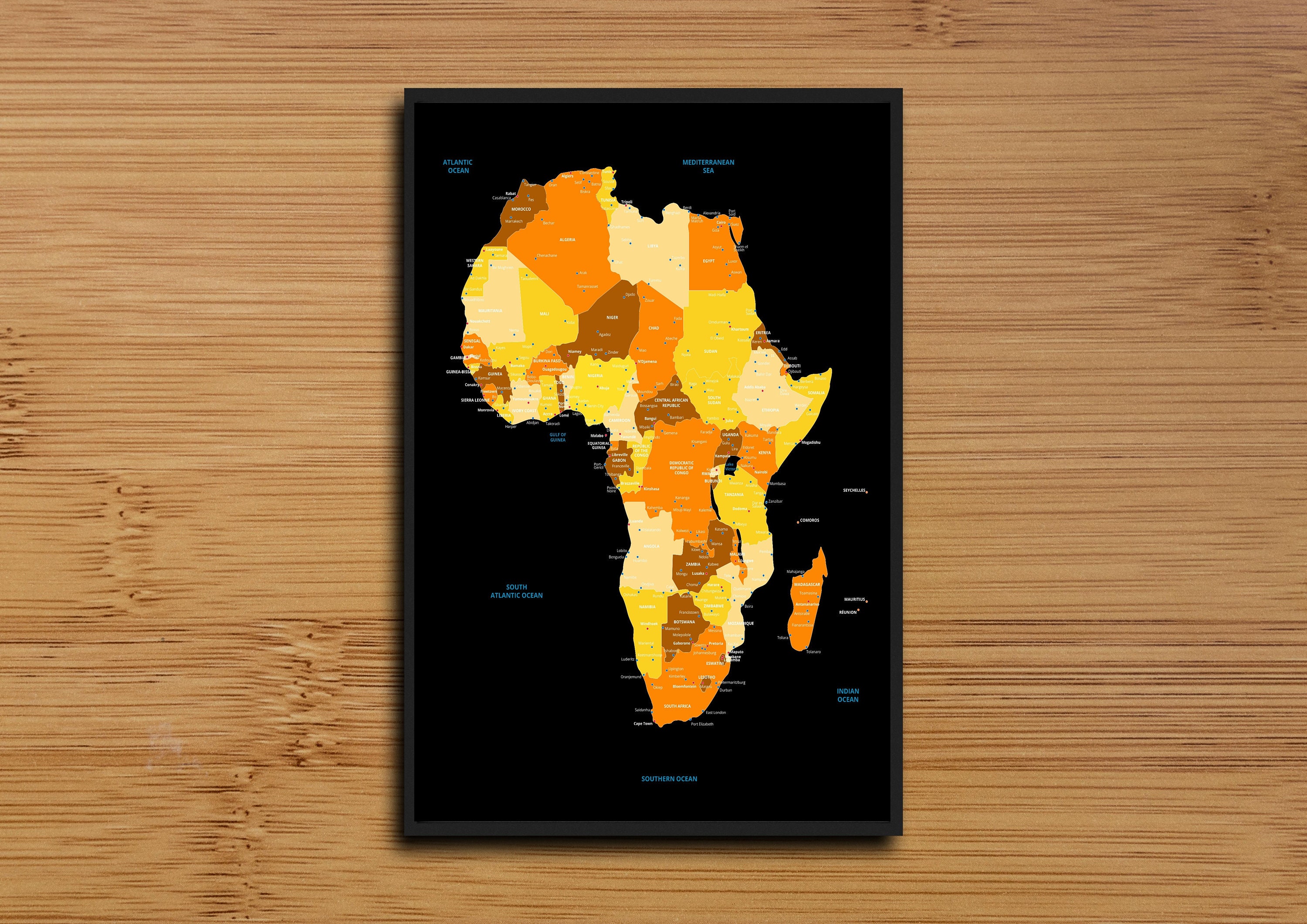 Large Detailed Map of Africa, Colourful Country Map Home Décor, Nursery ...