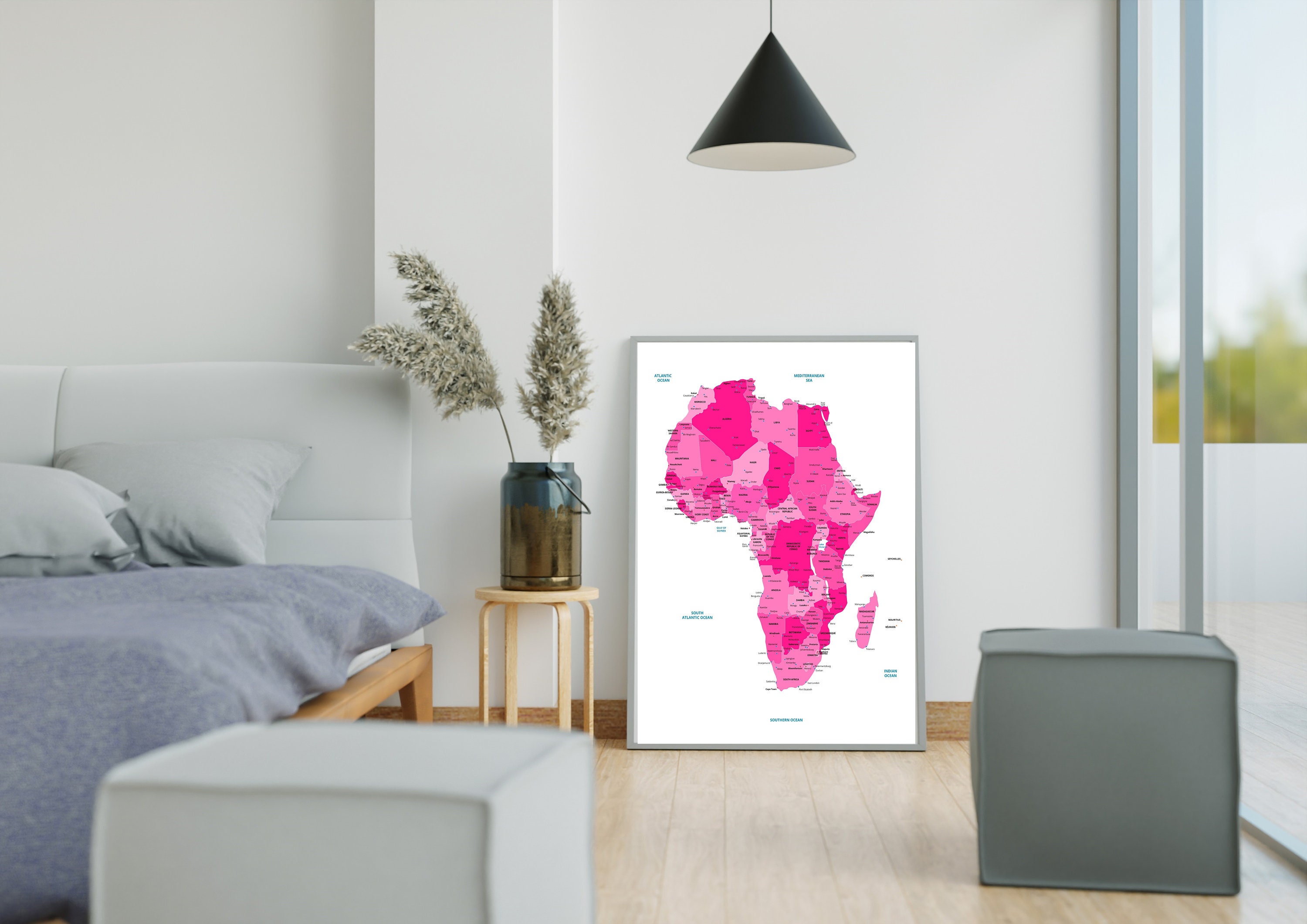 Large Detailed Map of Africa, Colourful Country Map Home Décor, Nursery ...