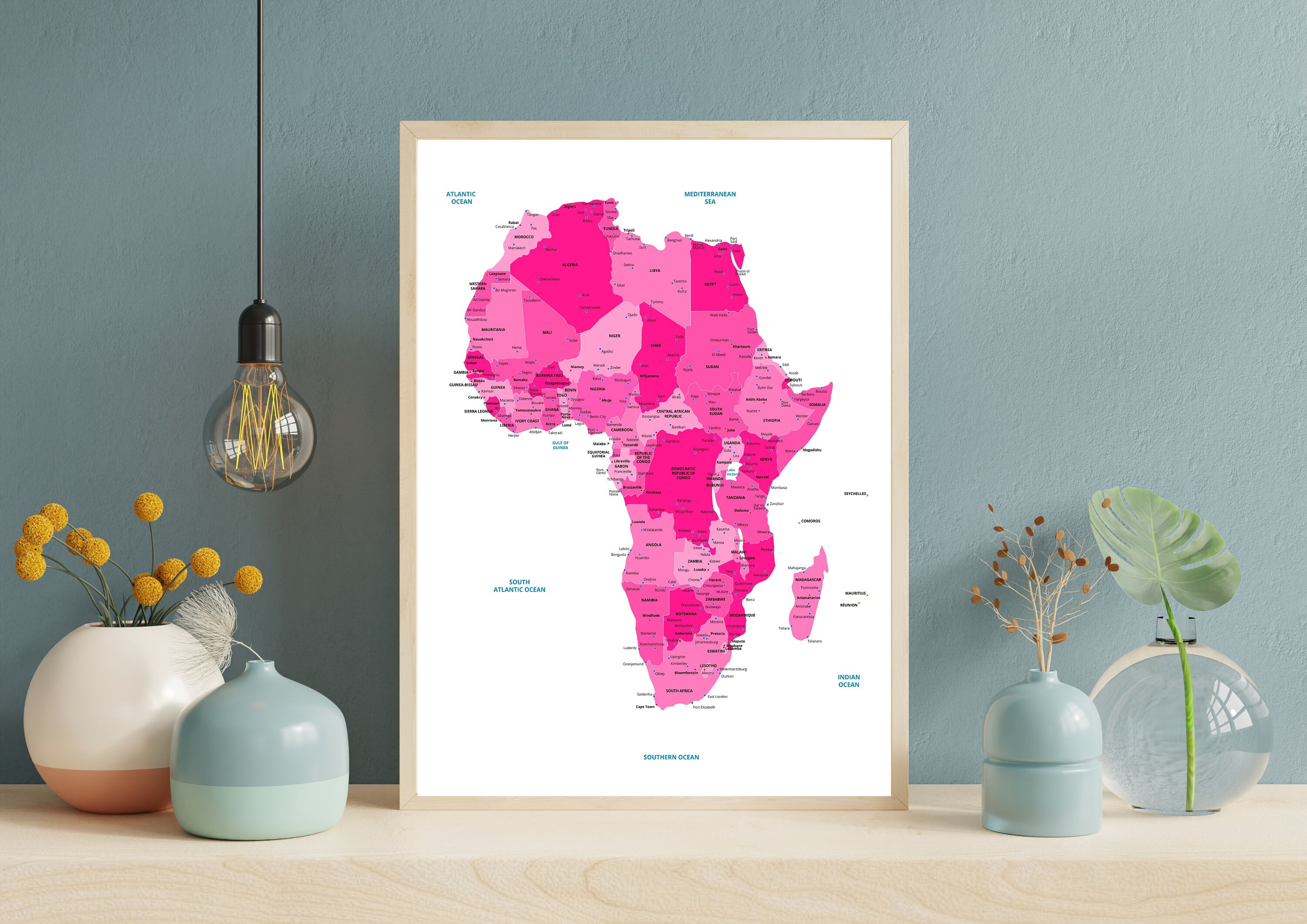 Large Detailed Map of Africa, Colourful Country Map Home Décor, Nursery ...