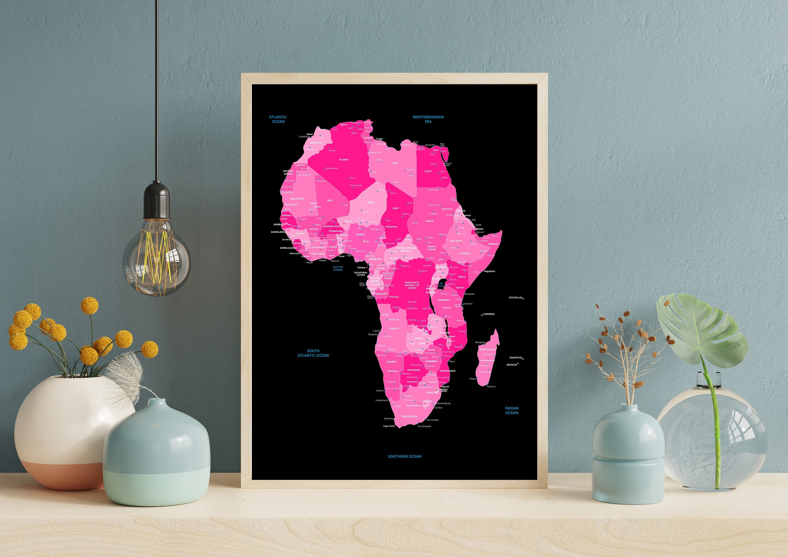 Large Detailed Map of Africa, Colourful Country Map Home Décor, Nursery ...