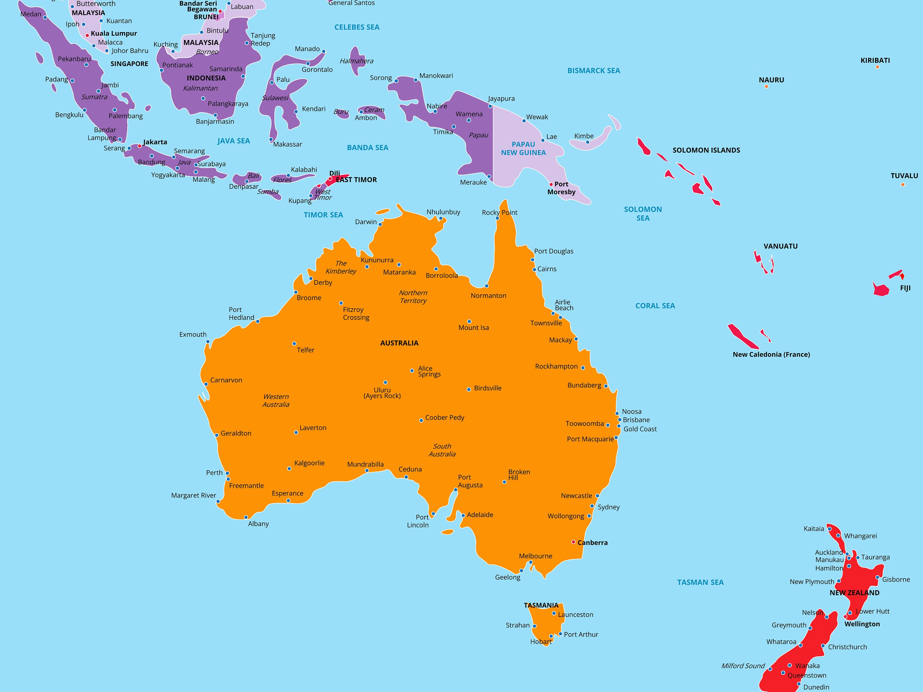 Large Detailed World Map, Map of Europe, Asia, Africa and Oceania ...