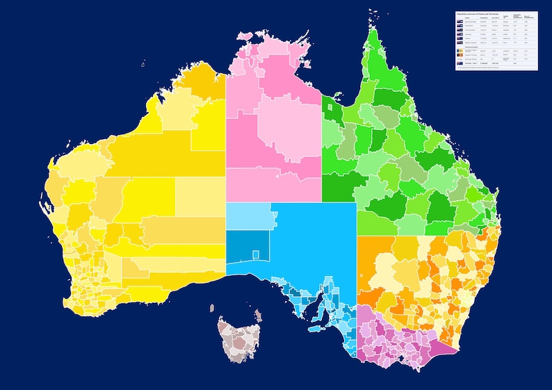 Map of Australia Showing Administrative Regions, Classroom Learning ...