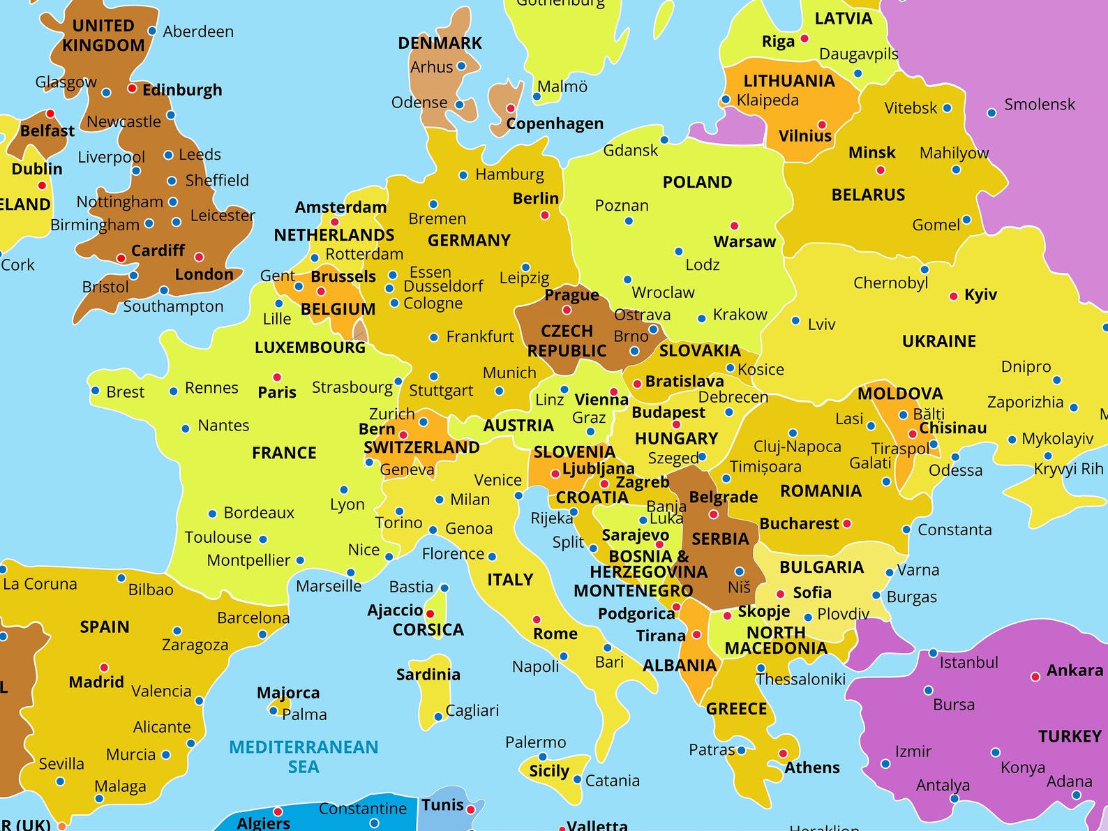 Large Detailed World Map, Map of Europe, Asia, Africa and Oceania ...