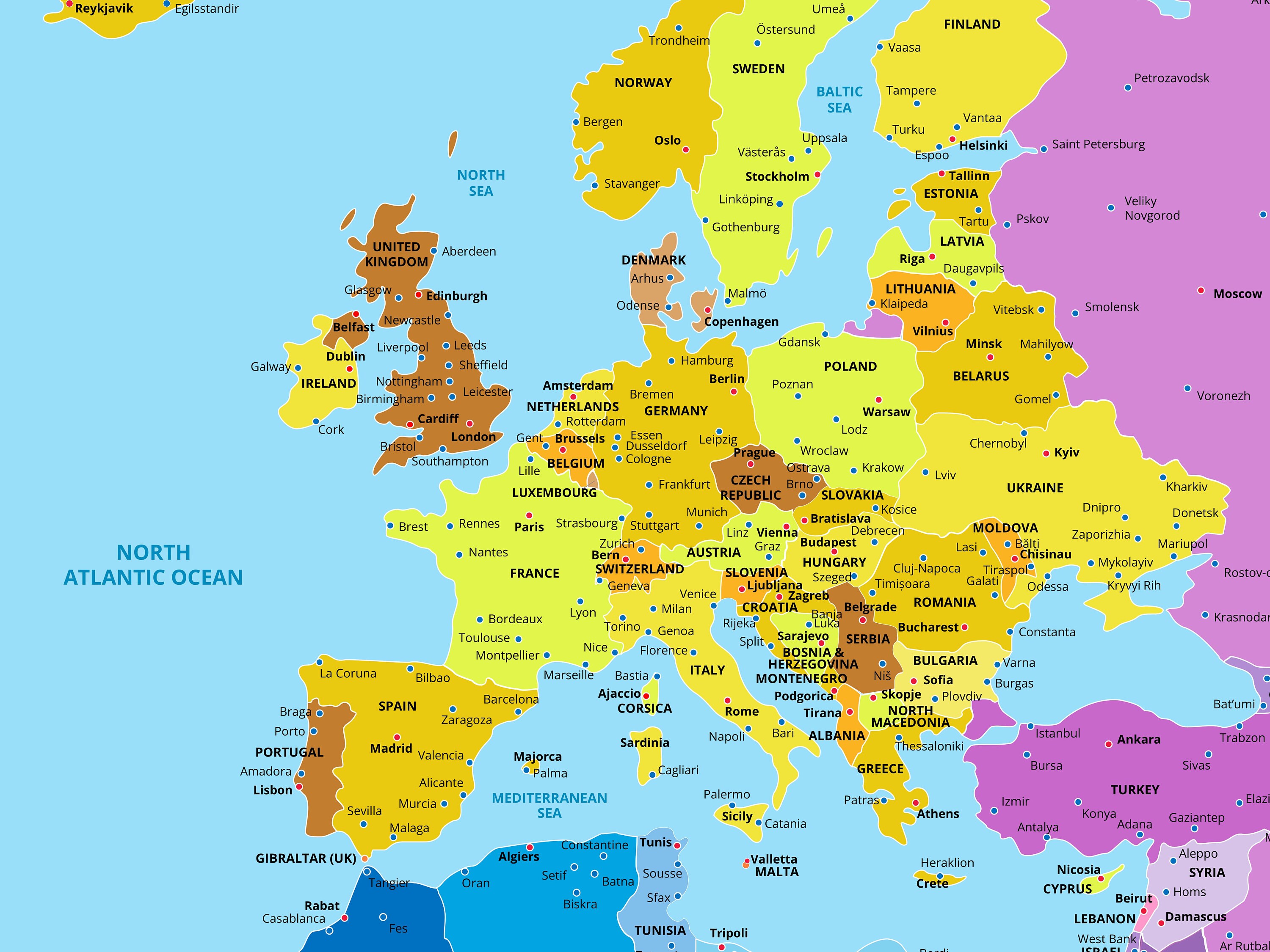 Large Detailed World Map, Map of Europe, Asia, Africa and Oceania ...