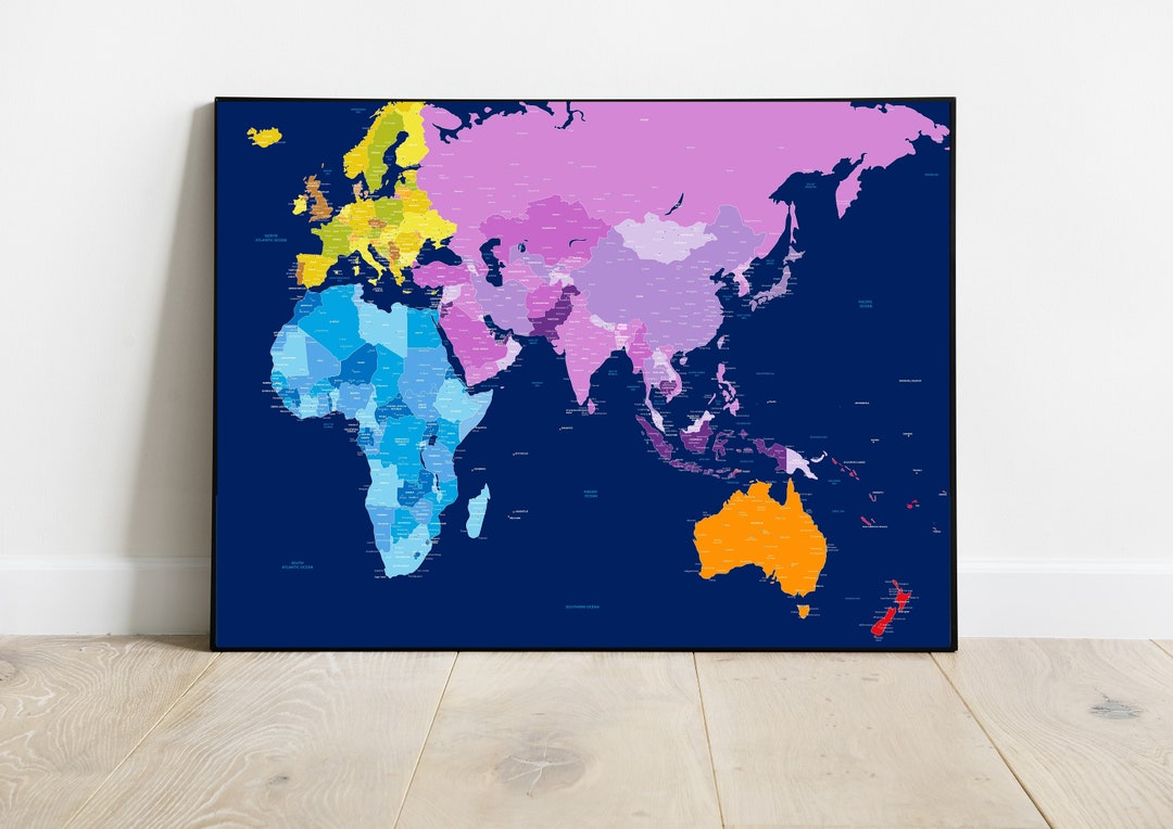 Large Detailed World Map, Map of Europe, Asia, Africa and Oceania ...