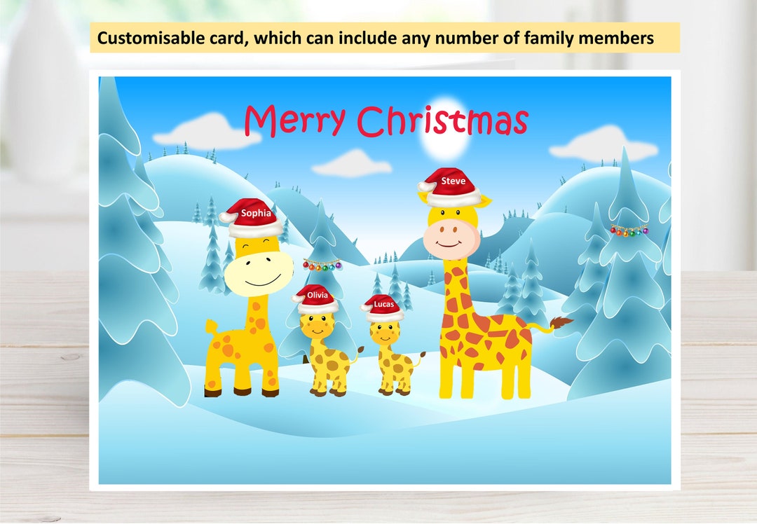 Customisable Christmas Card, Merry Christmas, Happy Xmas Card ...