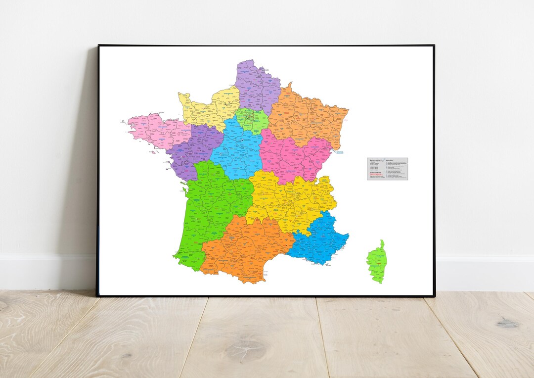Detailed Map of France, Showing Régions, Départements and Largest ...