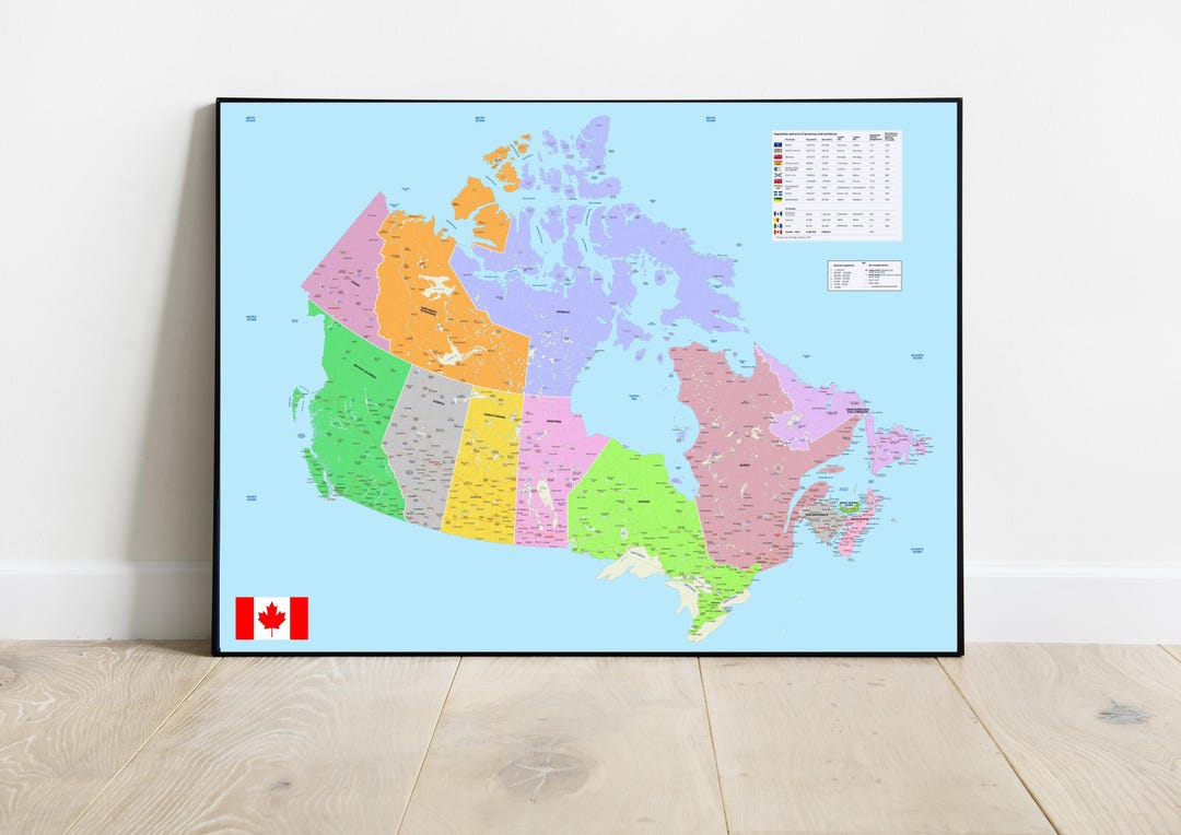 Detailed Map of Canada, Showing All Major Towns & Cities, Roads, Rivers ...