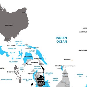 Upside Down World Map With Countries, Kids Bright Educational Poster ...