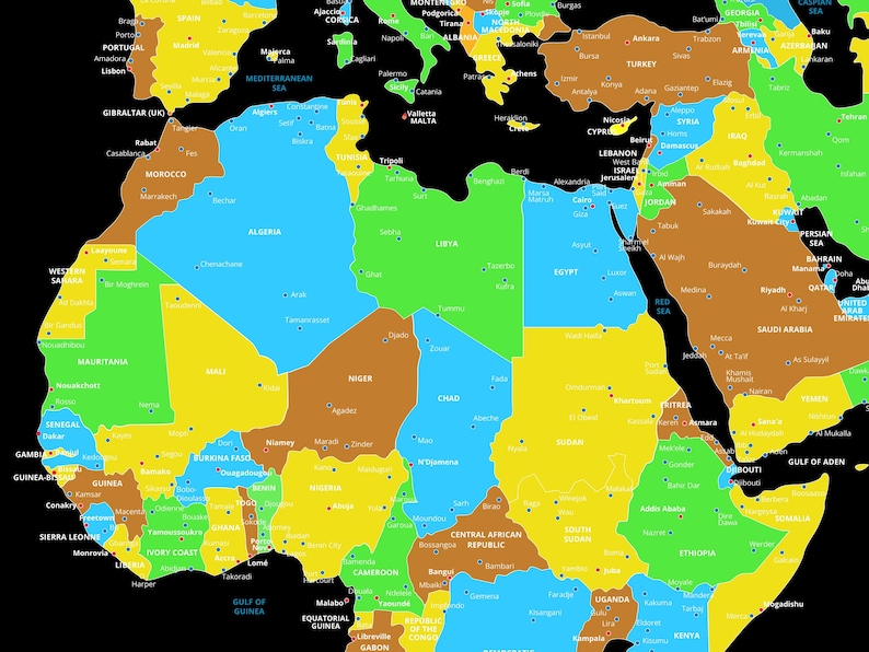 Large Detailed Map of Europe and Africa, Colourful Country Map Home ...