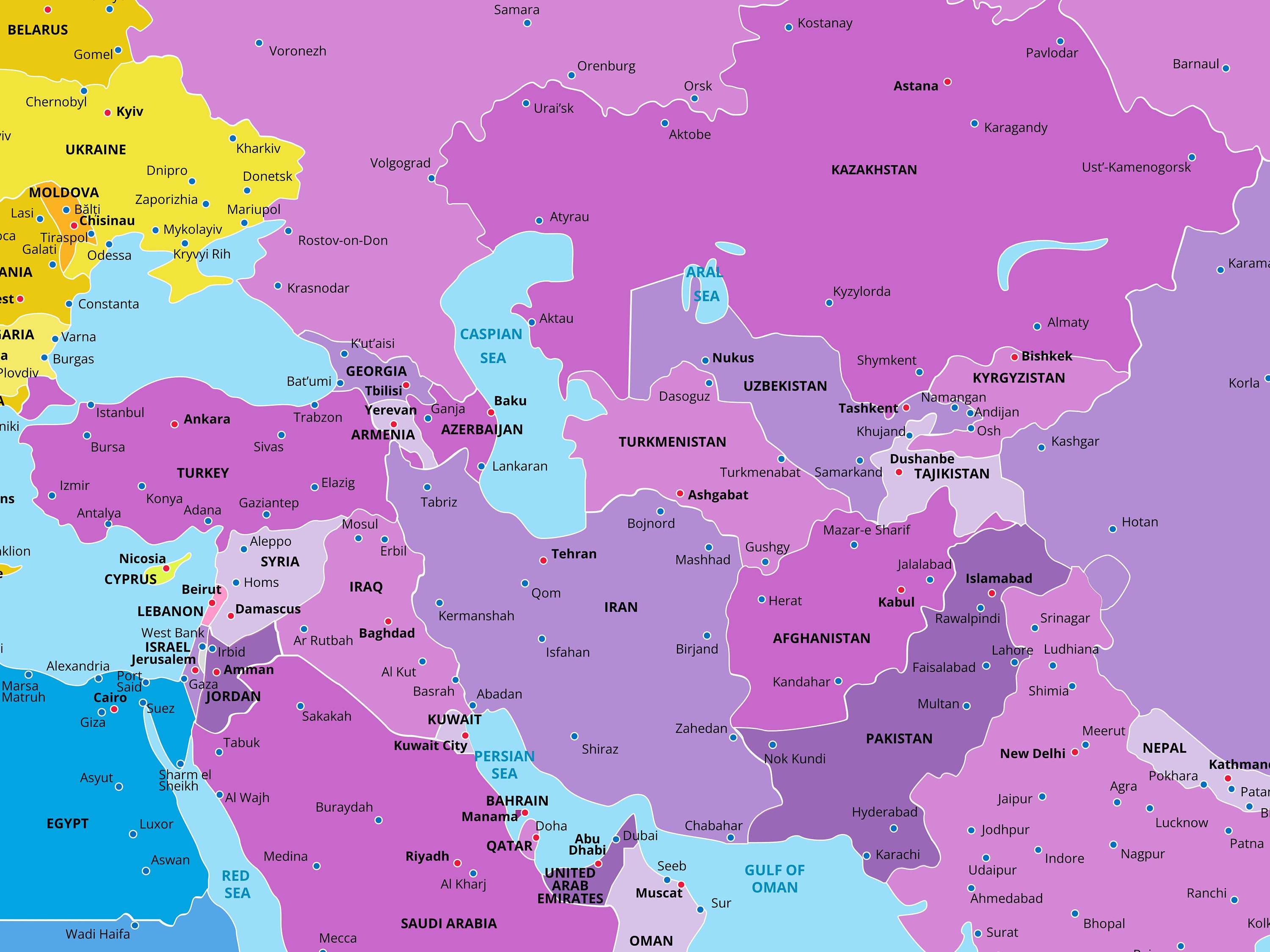 Large Detailed World Map, Map of Europe, Asia, Africa and Oceania ...
