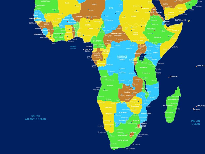 Large Detailed Map of Europe and Africa, African Continent - Etsy