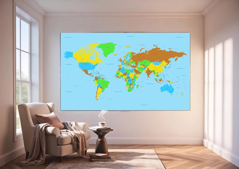French Language World Map With Countries and Capital Cities Poster - Etsy