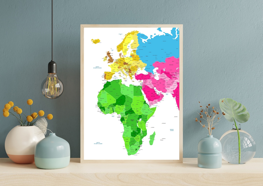 Large Detailed Map of Europe and Africa, Colourful Country Map Home ...