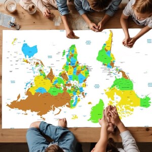 Upside Down World Map With Countries and Capital Cities Poster - Etsy