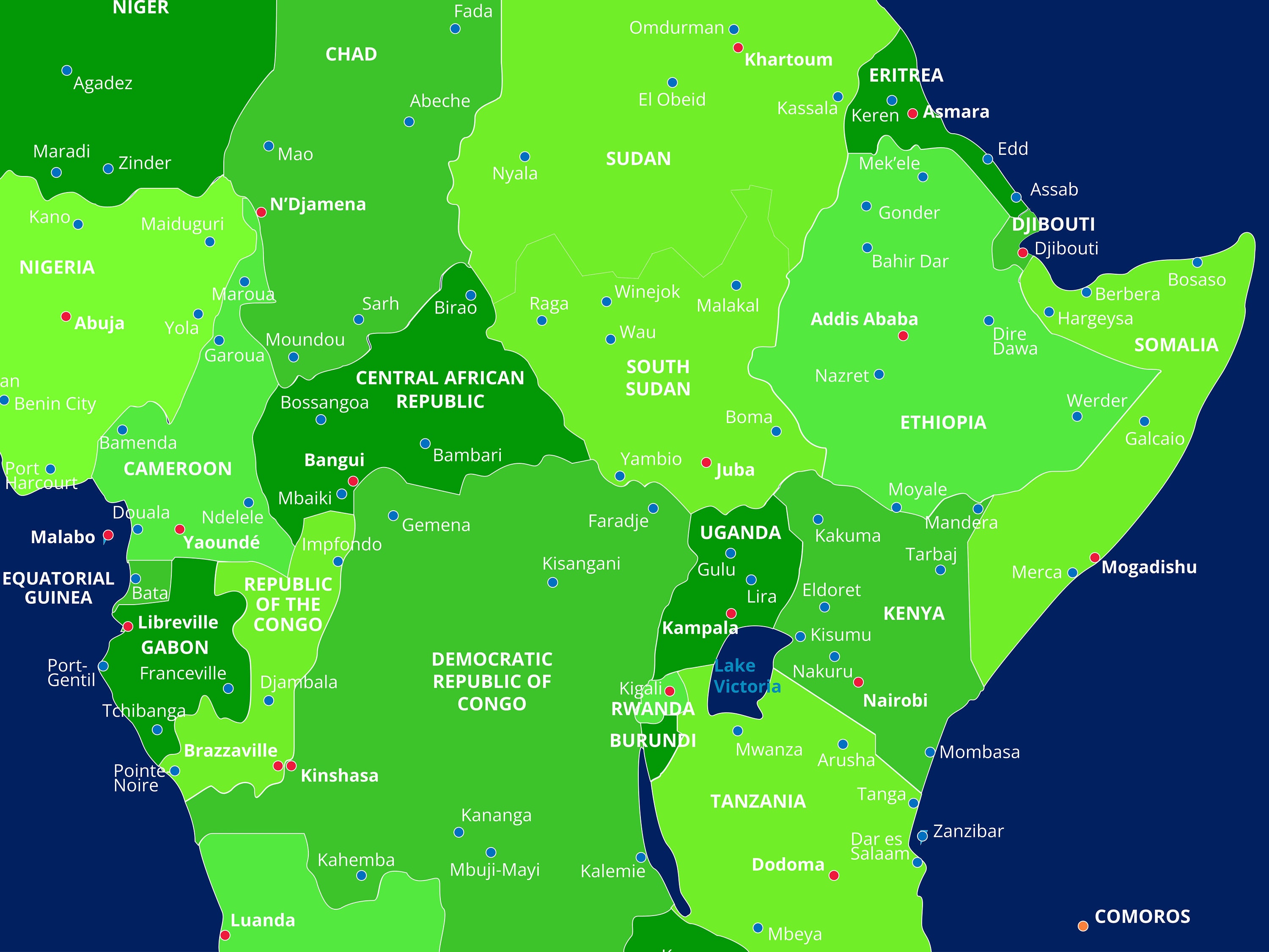 Labled map of africa