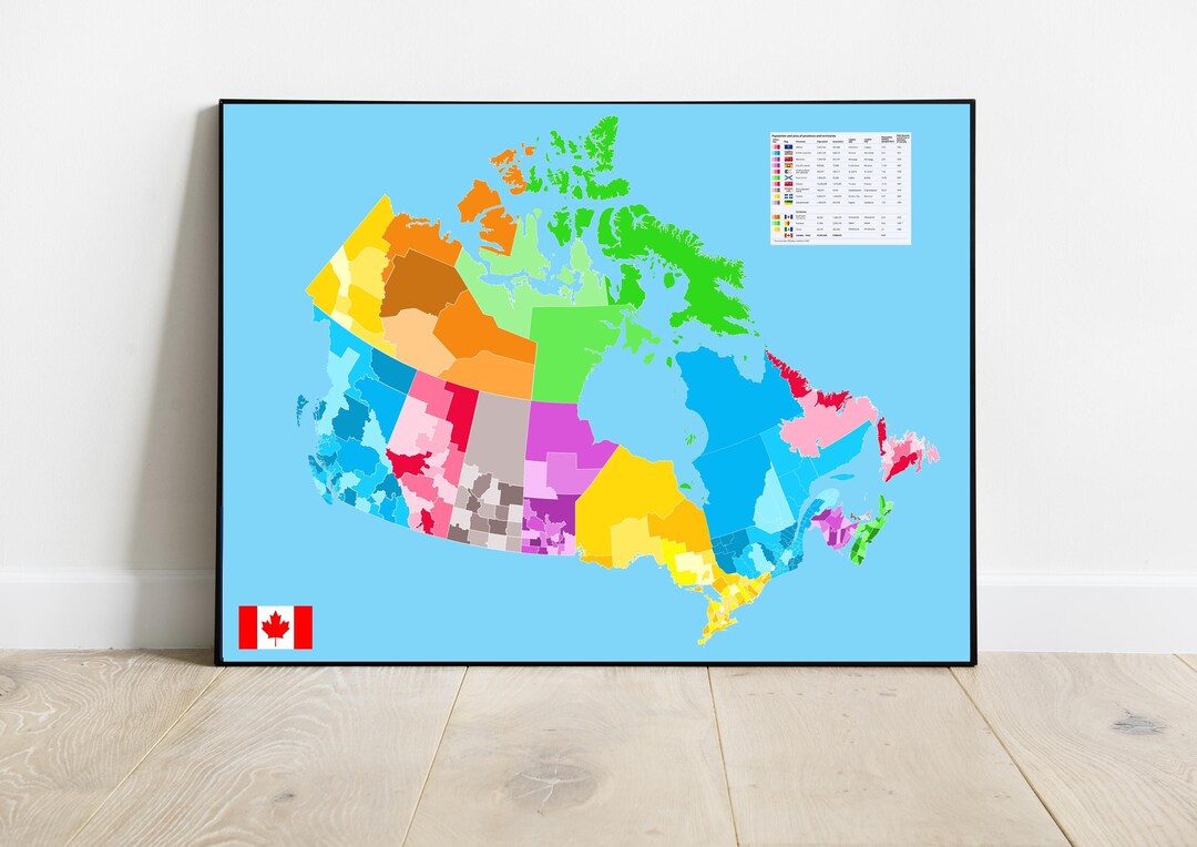 Detailed Map of Canada, Showing All Major Regions, Canadian Poster ...