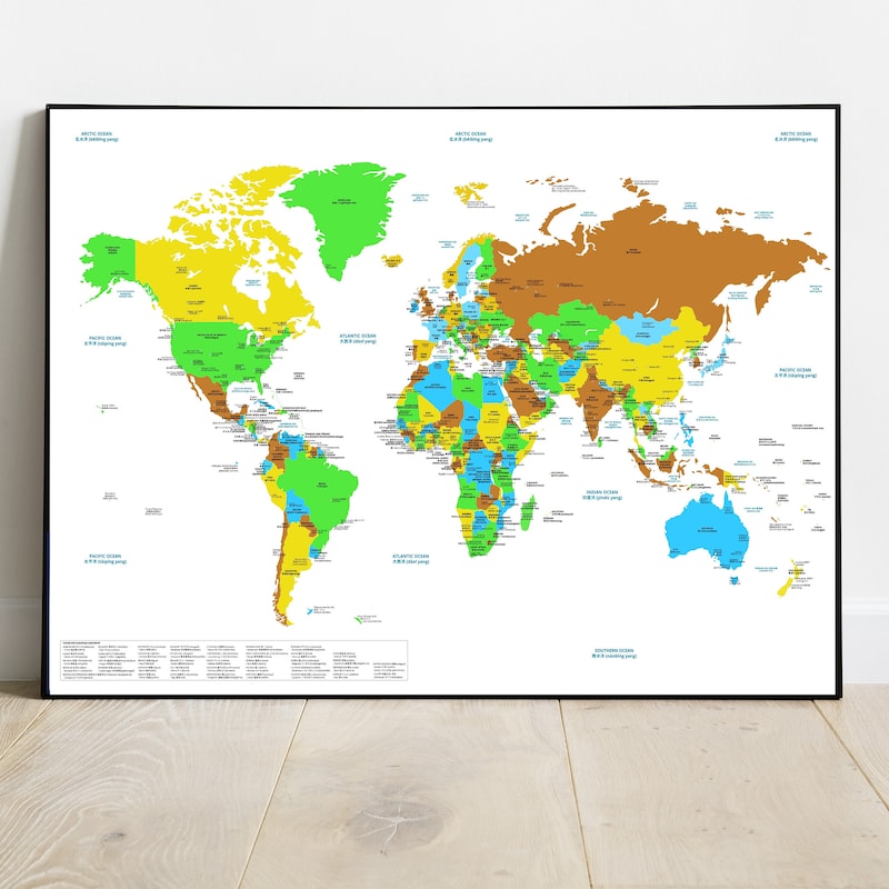 World Map Push Pin Bright - Etsy