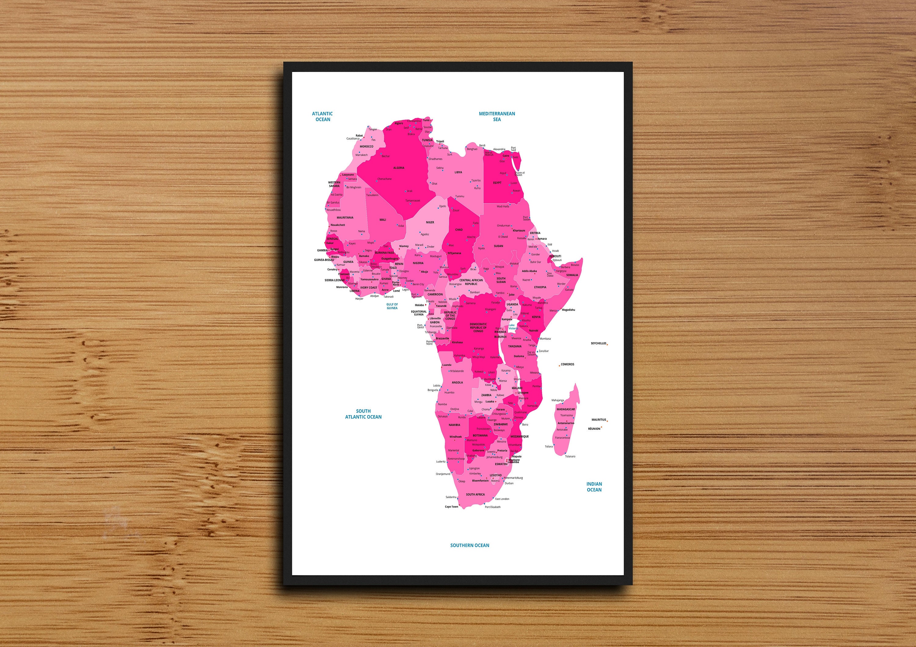 Large Detailed Map of Africa, Colourful Country Map Home Décor, Nursery ...