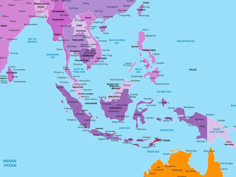 Large Detailed World Map, Map of Europe, Asia, Africa and Oceania ...