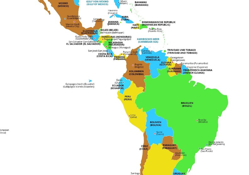 German English World Map, World Wall Map, German Translation, Deutsch ...