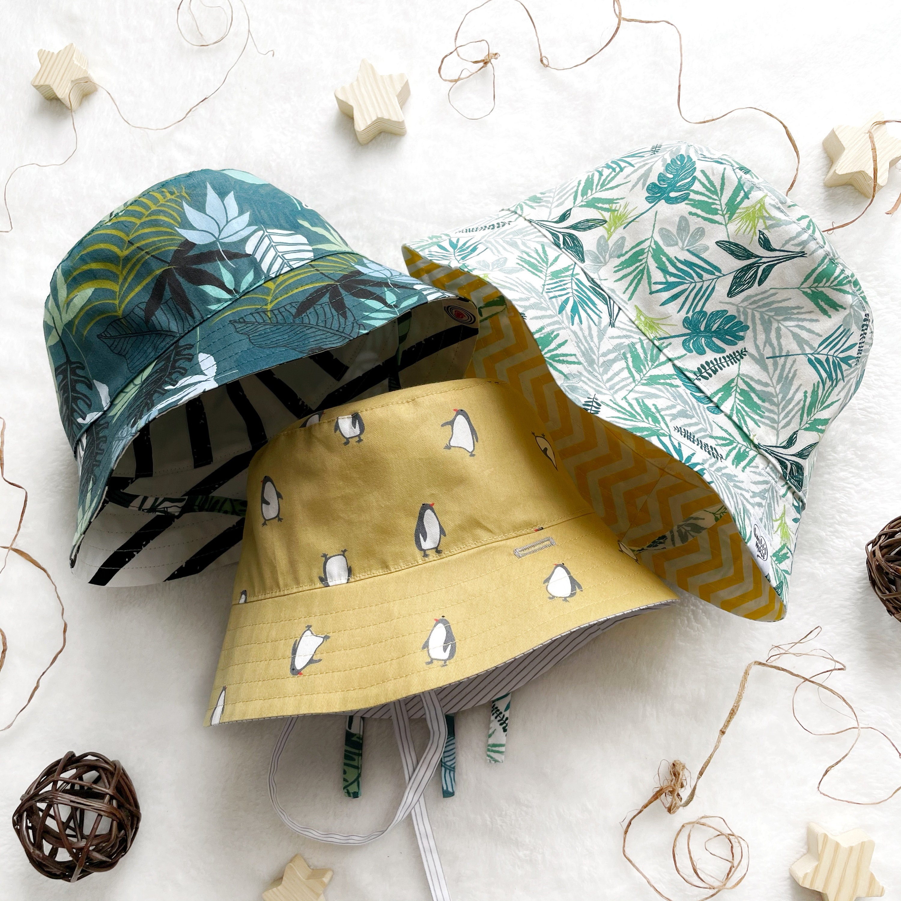 Reversible Baby Bucket Hat, Handmade Cotton Sun Hat for Toddler ...