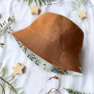 Vintage Linen Sun Hat | Tangerine Bucket Hat | Floral Sun Hat ...