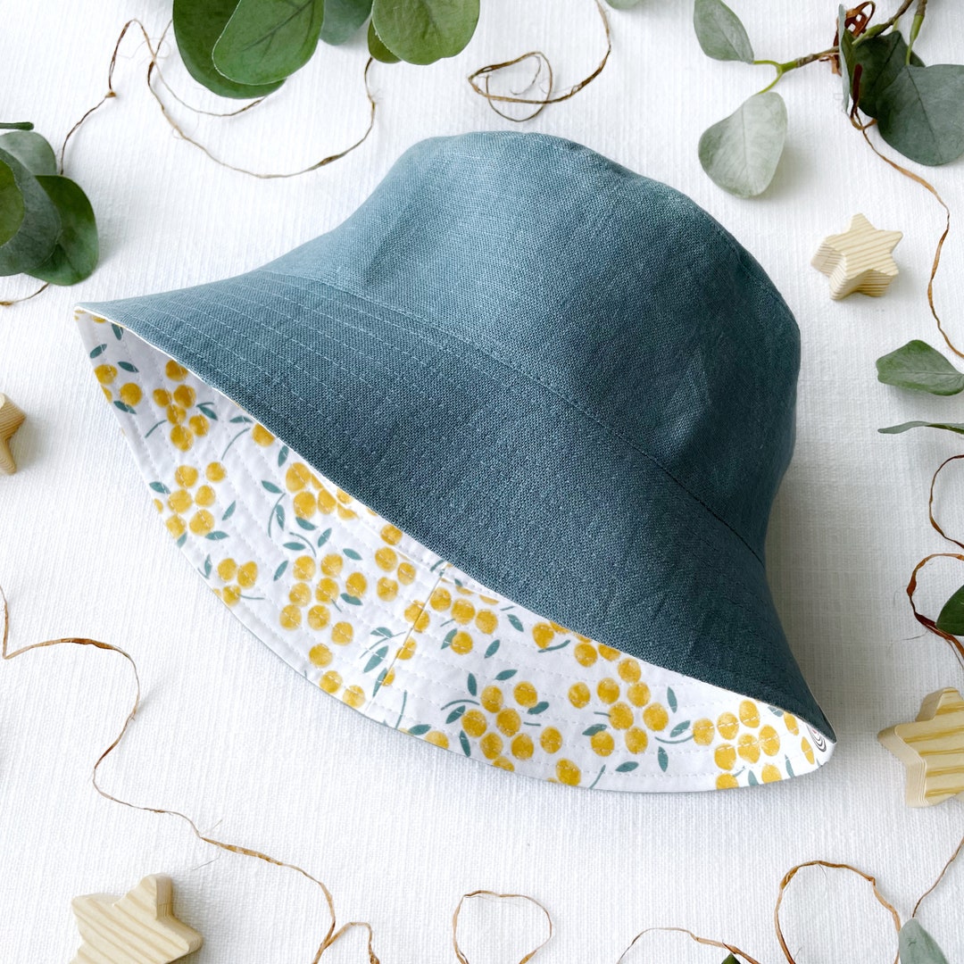 Linen Sun Hat | Tangerine Bucket Hat | Floral Sun Hat | Reversible Sun ...