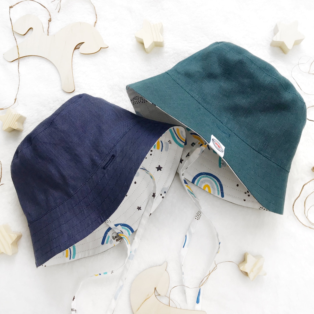 Linen Sun Hat | White Bucket Hat | Rainbow Sun Hat | Reversible Sun Hat ...