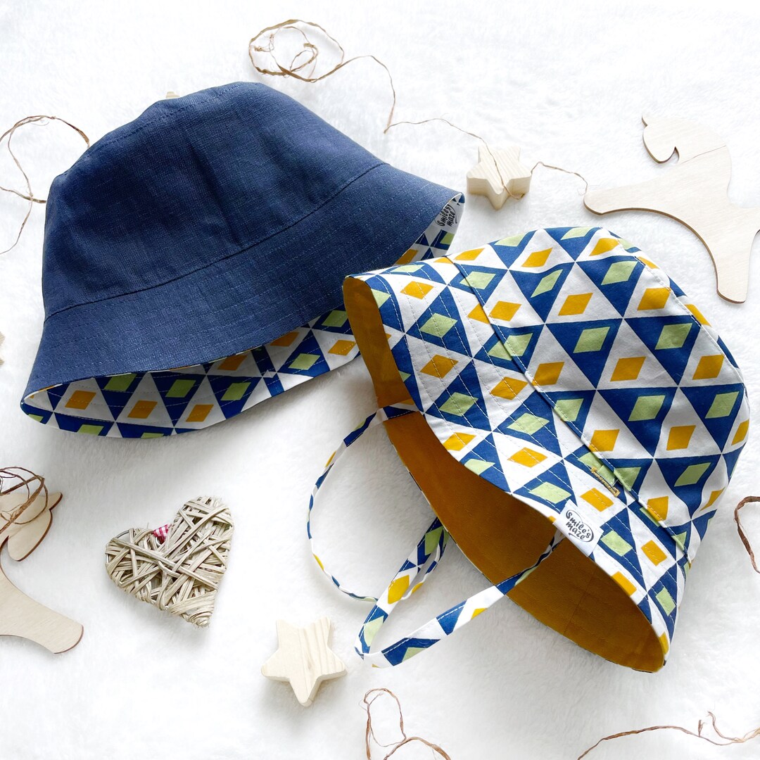 Versatile Linen Sun Hat in Yellow and Monochrome - Perfect for the ...