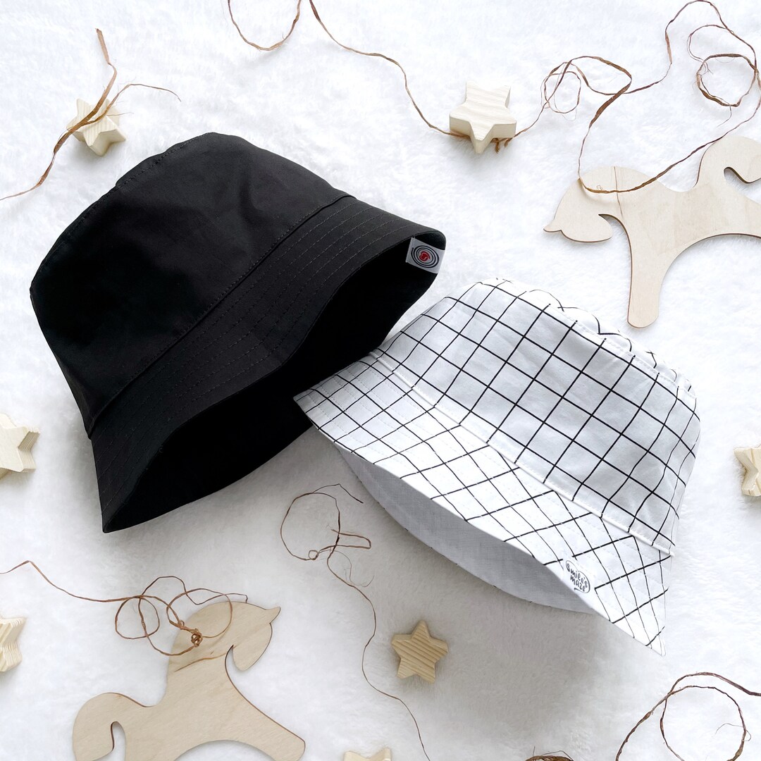 Linen Sun Hat | White Bucket Hat | Total Black Sun Hat | Reversible Sun ...
