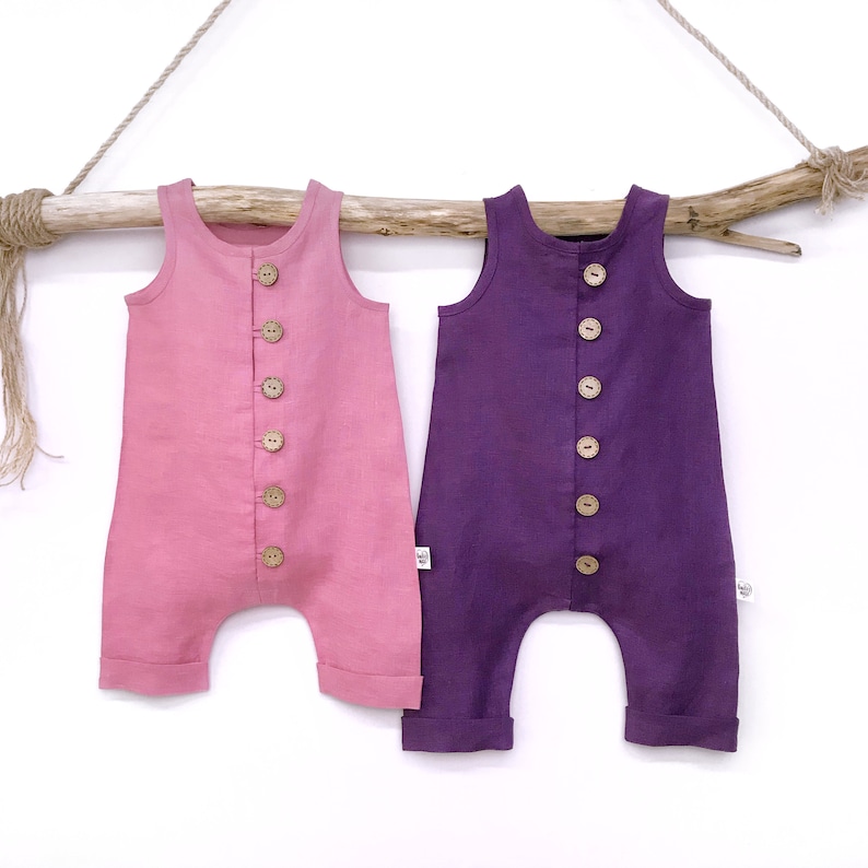 Linen Jumpsuit - Baby Romper in 12 Colours, Newborn Coming Home Outfit ...
