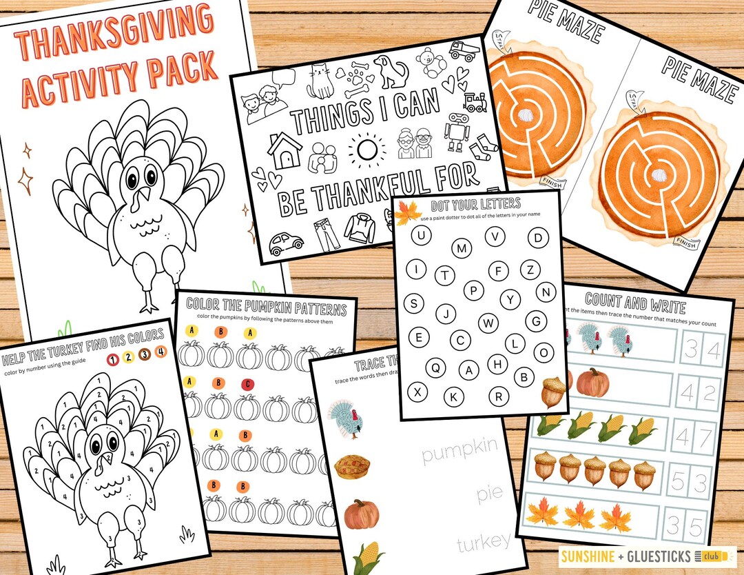 Thanksgiving Activity Pack, Preschool Worksheets, Thanksgiving, Fall ...