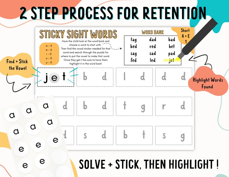 Sticky Sight Words Game- Kindergarten Printable, Learn to Read, Reading ...