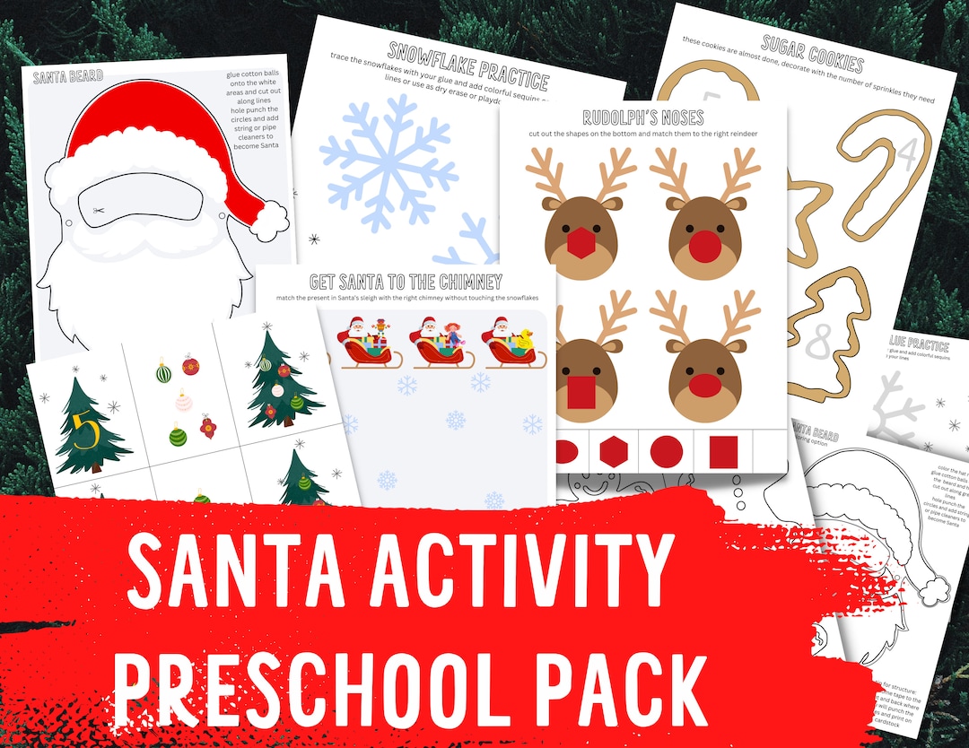 Preschool Santa Packet, Homeschool Christmas Activities, Preschool ...