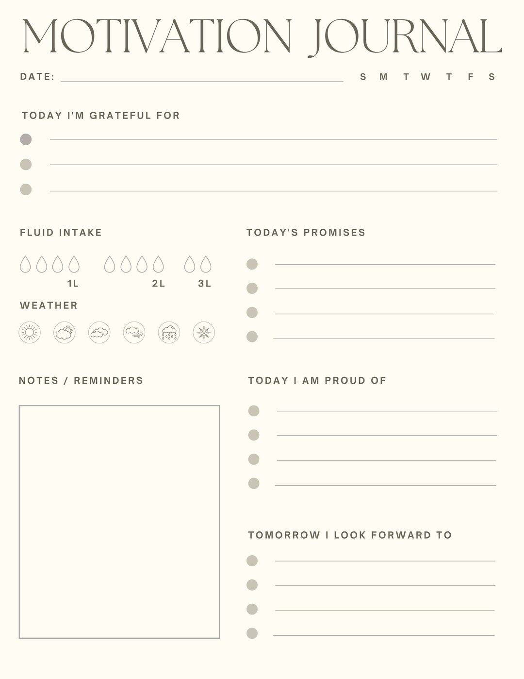 MOTIVATION JOURNAL, Gratitude Journal, Printable Planner, Motivational ...