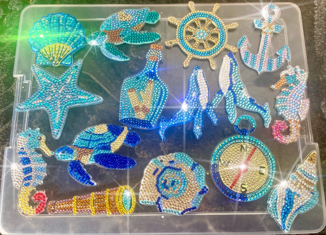Rhinestone Sea Life Ornaments: Sparkly Marine Charms Set - Etsy