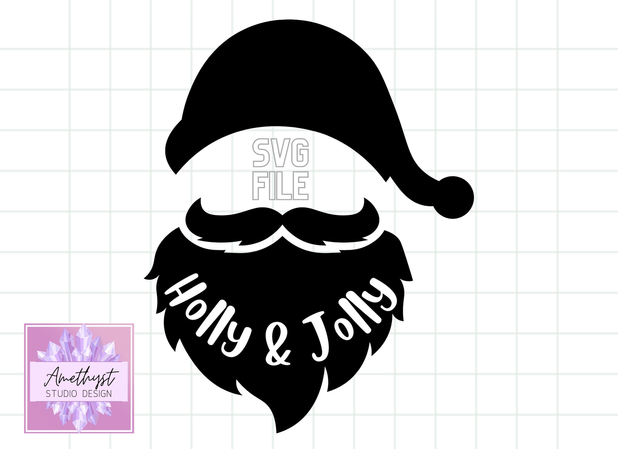 Holly & Jolly Santa PNG, SVG - Etsy