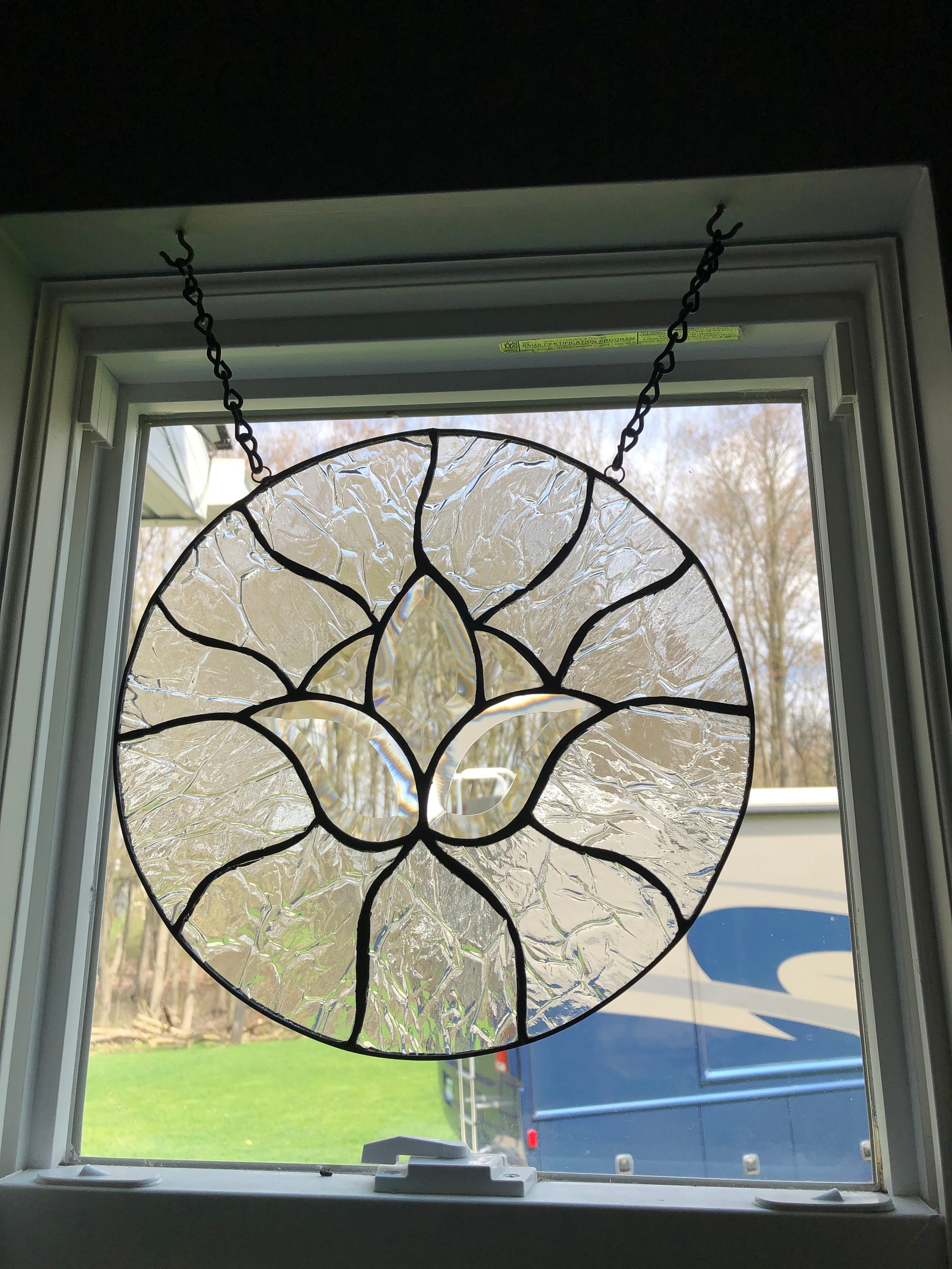 Beveled Stained Glass Window Hanging - Etsy