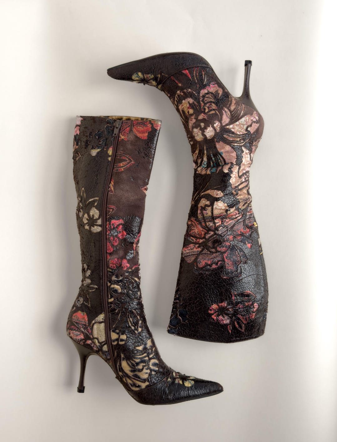 Rare Vintage Roberto Cavalli Floral Suede Leather Print Boots, Cavalli ...