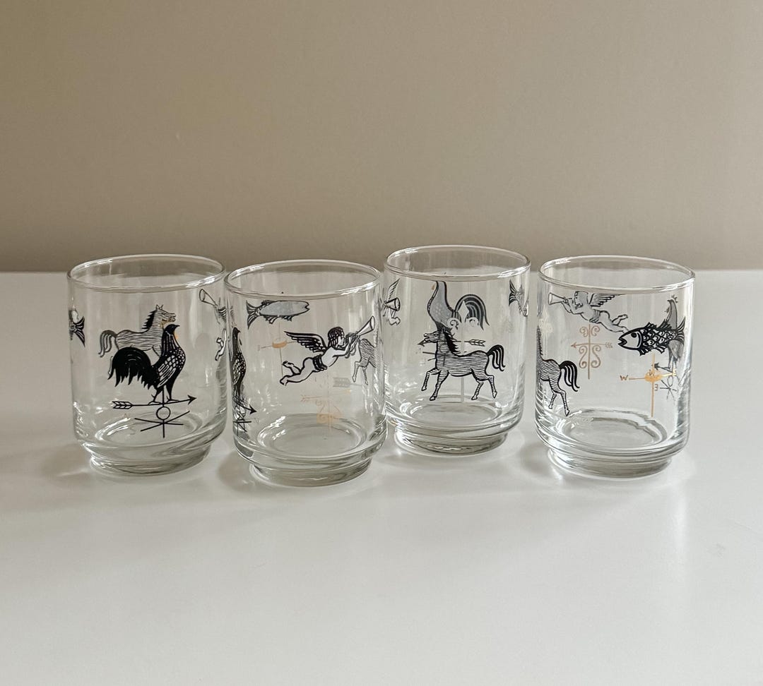Vintage MCM Libbey Weather Vane Glass Juice Tumblers, Vintage 1950's ...